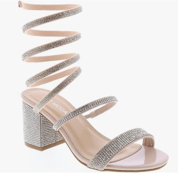 TOP Moda | Shoes | Top Moda Women Rhinestone Coil Spiral Ankle Strap ...
